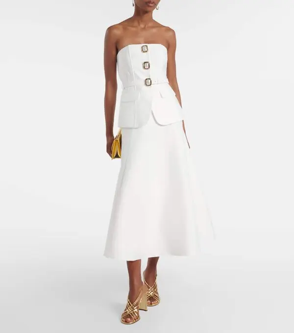 SELF-PORTRAIT Bridal Strapless Taffeta Midi Dress