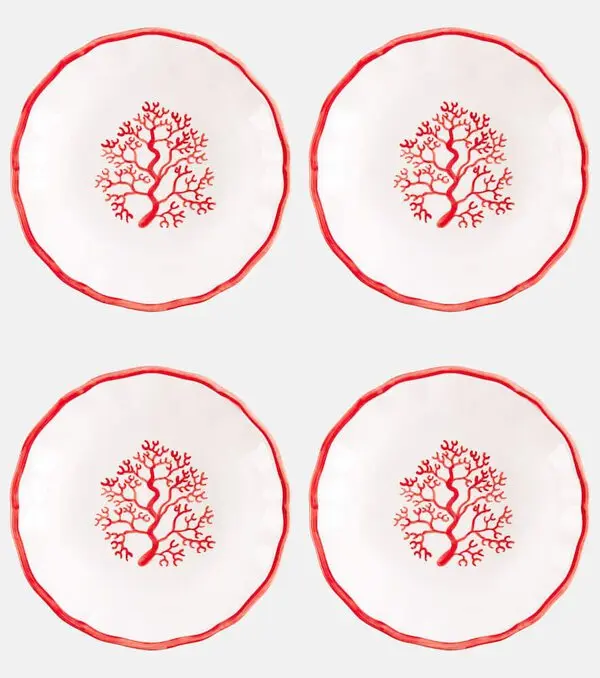 LES-OTTOMANS Coral Set Of 4 Ceramic Bowls - White
