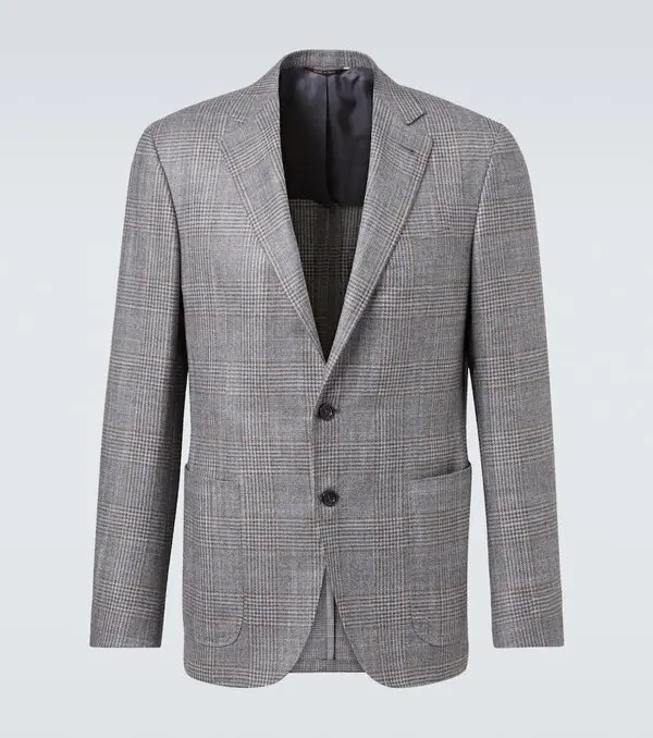 Canali Checked Wool, Silk, And Cashmere Blazer