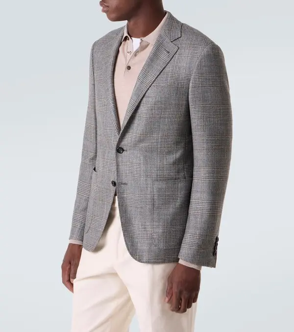 Canali Checked Wool, Silk, And Cashmere Blazer