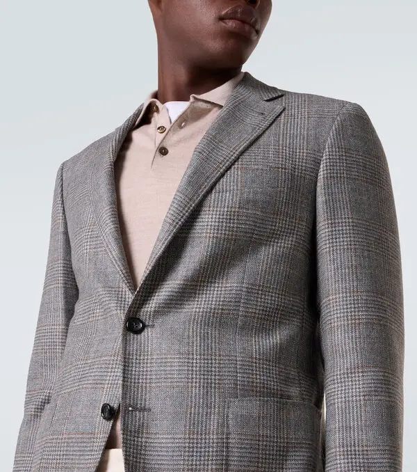 Canali Checked Wool, Silk, And Cashmere Blazer