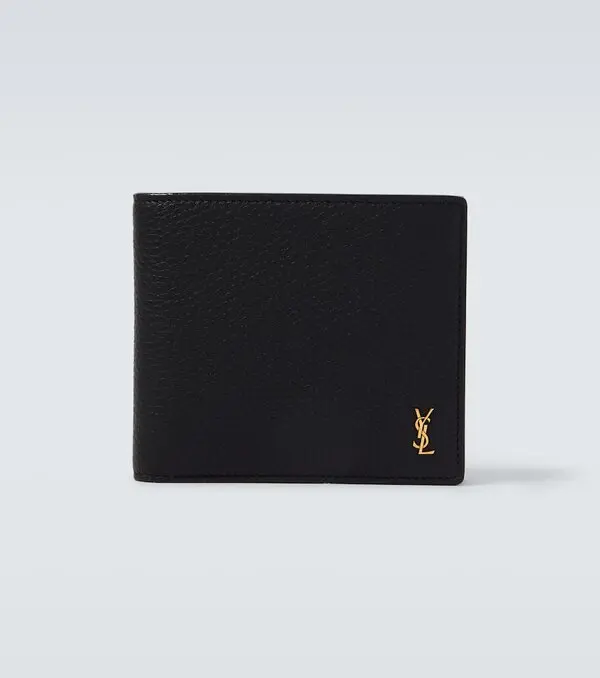 Saint Laurent Tiny Cassandre East/west Leather Wallet - Black
