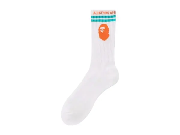 A BATHING APE Ape Head Line Socks - White