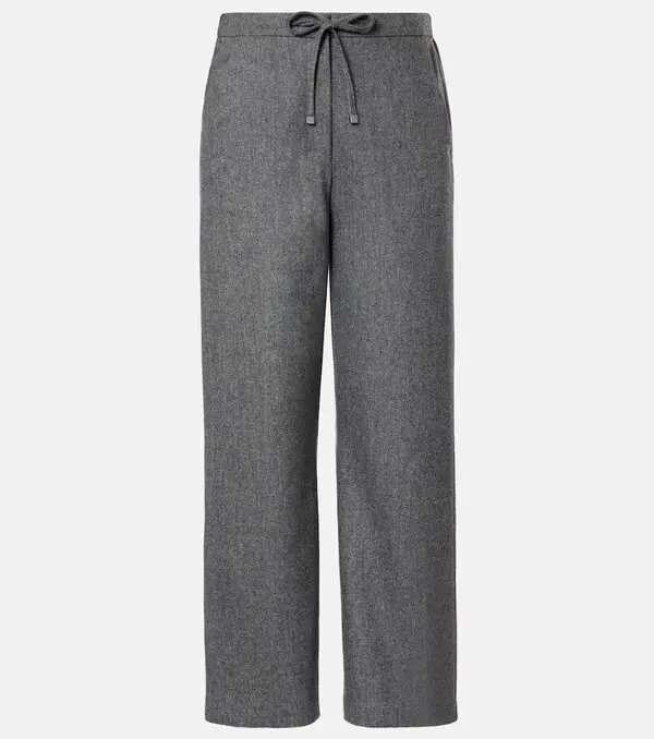Max Mara Floria Virgin Wool Wide-leg Pants In Urban - Grey