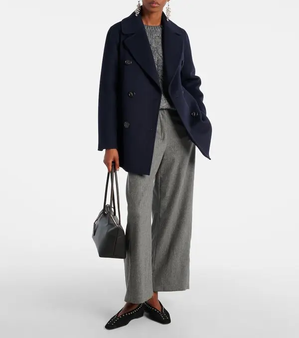Max Mara Floria Virgin Wool Wide-leg Pants In Urban - Grey