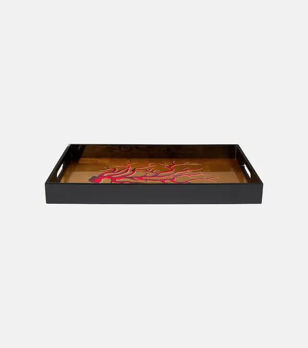 LES-OTTOMANS Lacquered Wooden Decorative Tray - Multicoloured