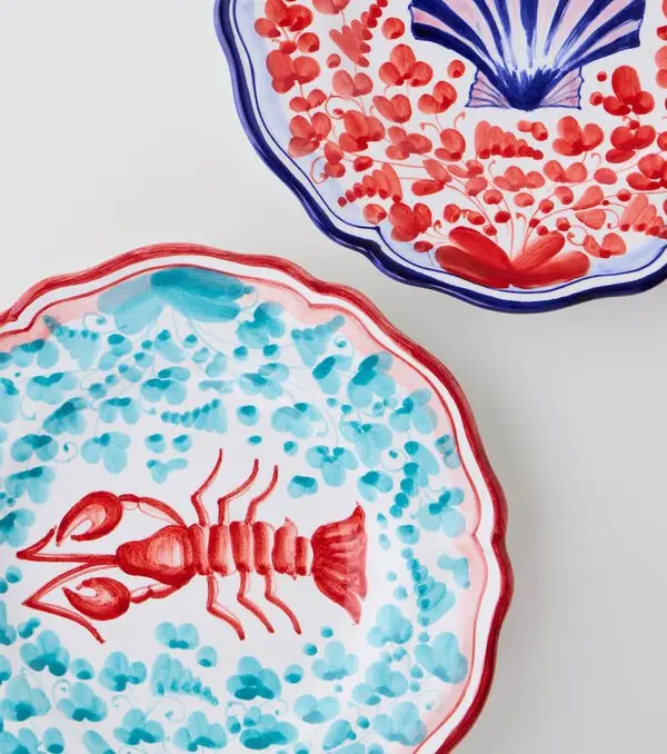 LES-OTTOMANS Dots Set Of 4 Ceramic Dinner Plates