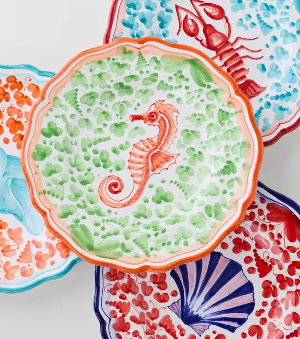 LES-OTTOMANS Dots Set Of 4 Ceramic Dinner Plates