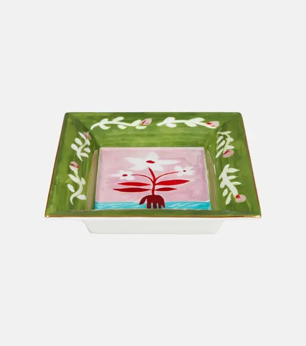 BITOSSI Fiori Bianchi Porcelain Tray - Multicoloured