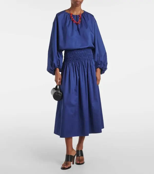 JOSEPH Leonie Cotton Satin Midi Skirt