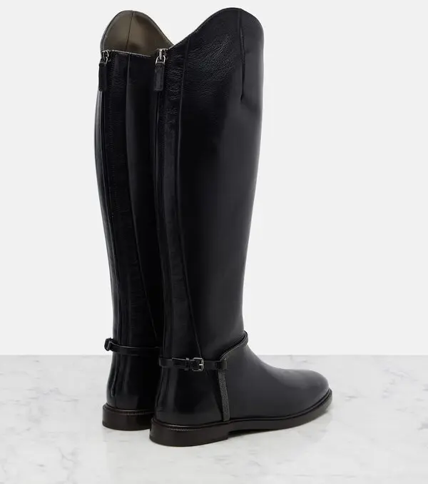 Brunello Cucinelli Monili Leather Knee-high Boots