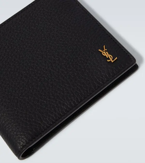 Saint Laurent Tiny Cassandre East/west Leather Wallet - Black