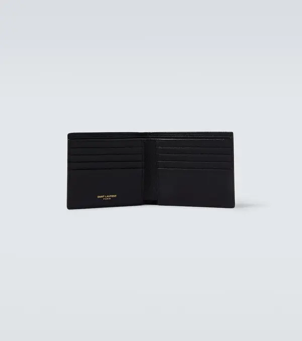 Saint Laurent Tiny Cassandre East/west Leather Wallet - Black