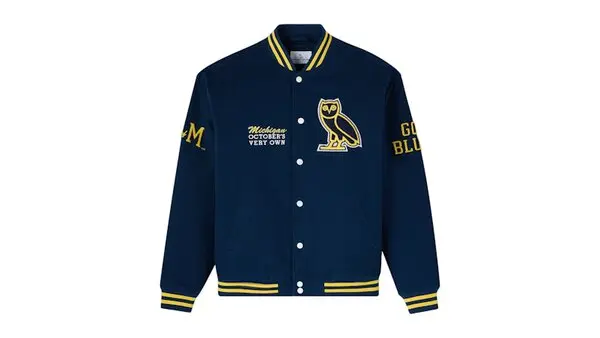 OVO X Ncaa Michigan Wolverines Varsity Jacket - Navy Blue