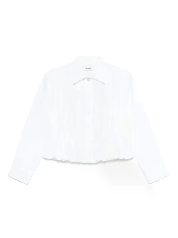 Sandro Cropped Pleated Cotton Shirt - White