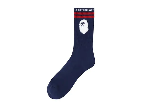 A BATHING APE Ape Head Line Socks - Navy Blue