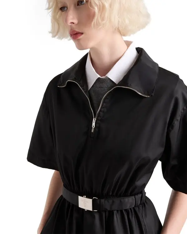 Prada Short-sleeved Re-nylon Midi-dress