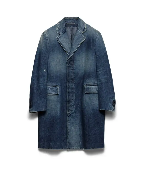 Prada Washed Denim Coat - Blue