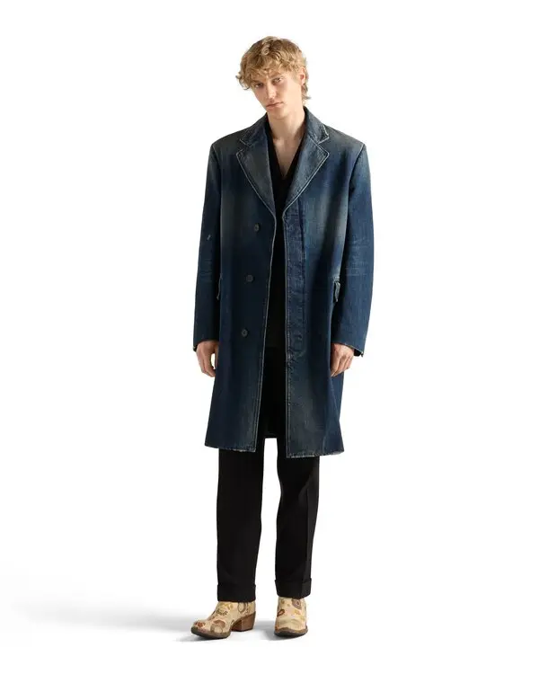 Prada Washed Denim Coat - Blue