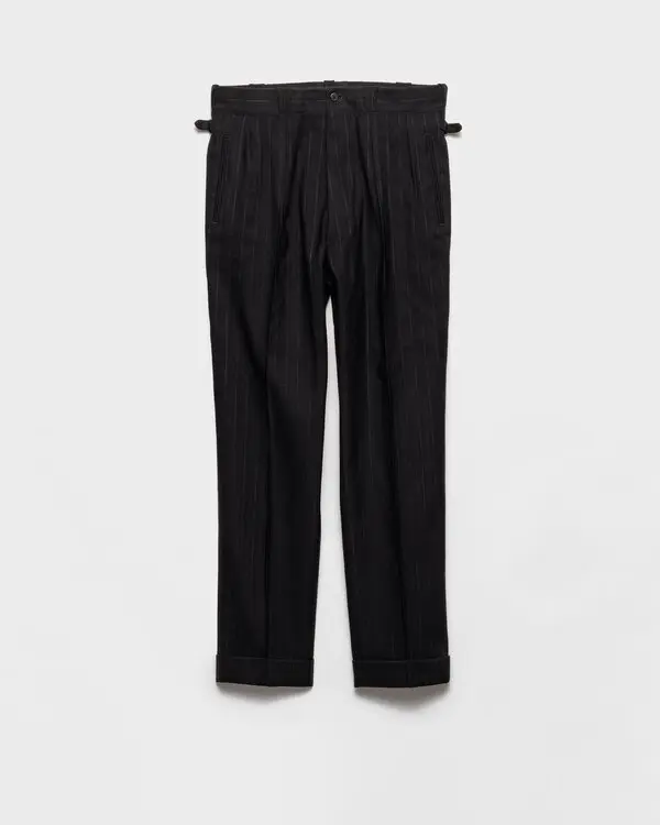 Prada Wool Blend Pinstriped Trousers
