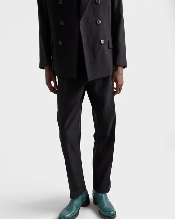 Prada Wool Blend Pinstriped Trousers