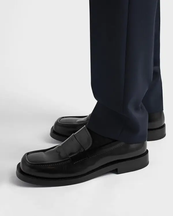 Prada Brushed Leather Loafers - Black