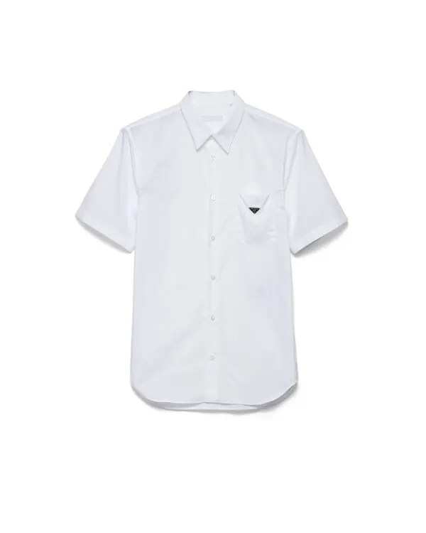 Prada Hort-leeved Cotton Hirt - White