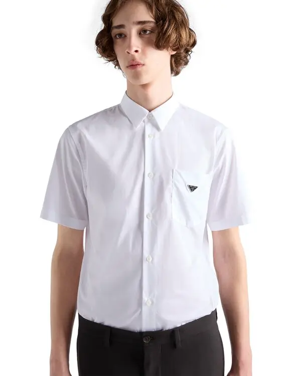Prada Hort-leeved Cotton Hirt - White