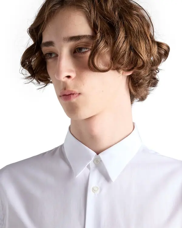 Prada Hort-leeved Cotton Hirt - White
