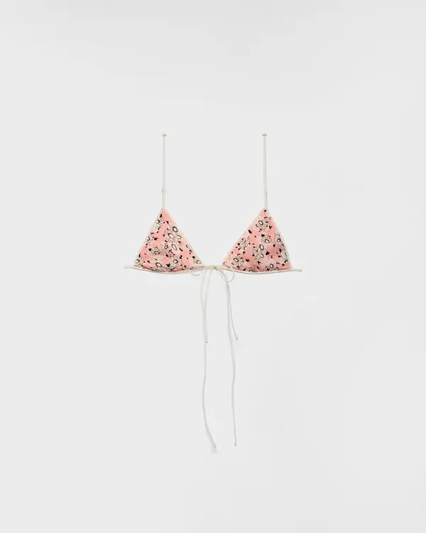 Prada Floral Print Georgette Bra - Camelia