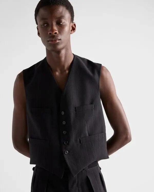 Prada Single-breasted Wool Blend Vest