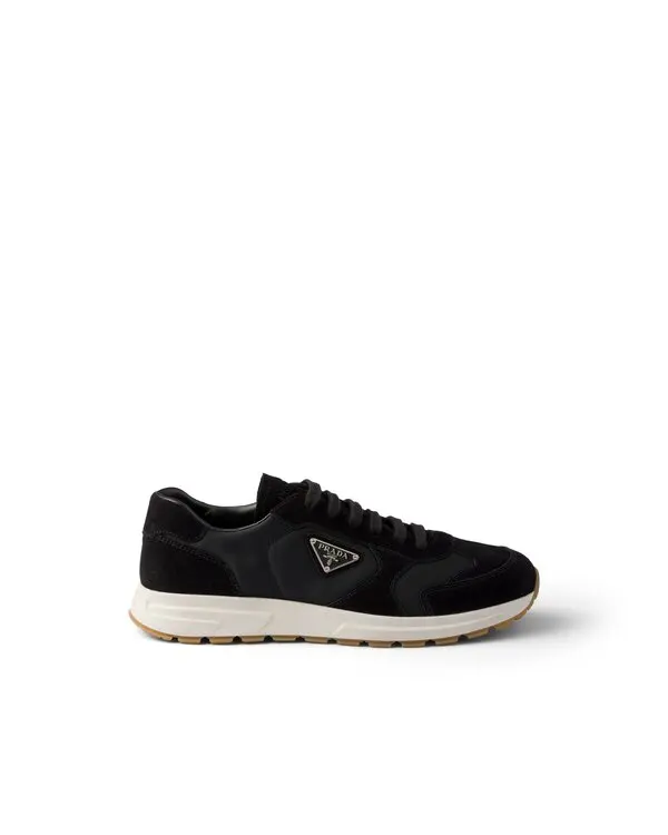 Prada Prax Suede And Re-nylon Sneakers - Black
