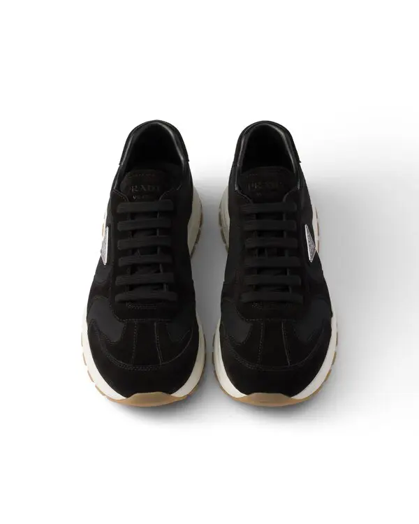 Prada Prax Suede And Re-nylon Sneakers - Black