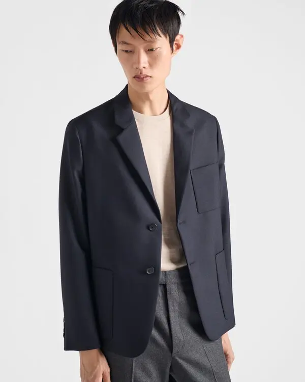 ジャケット Prada Single-Breasted Wool And Mohair Jacket Prada Single-Breasted Wool And Mohair Jacket - Navy