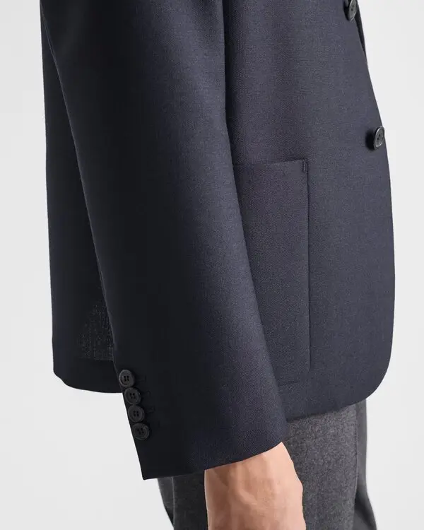 Prada Single-Breasted Wool And Mohair Jacket - Navy