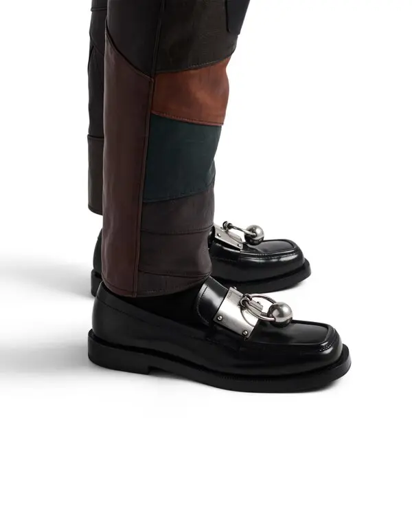 NWT PRADA Men’s Brushed Leather Loafers with Metal Ring Piercing Size 9 Black Brushed leather loafers with metal ring | PRADA main image 4