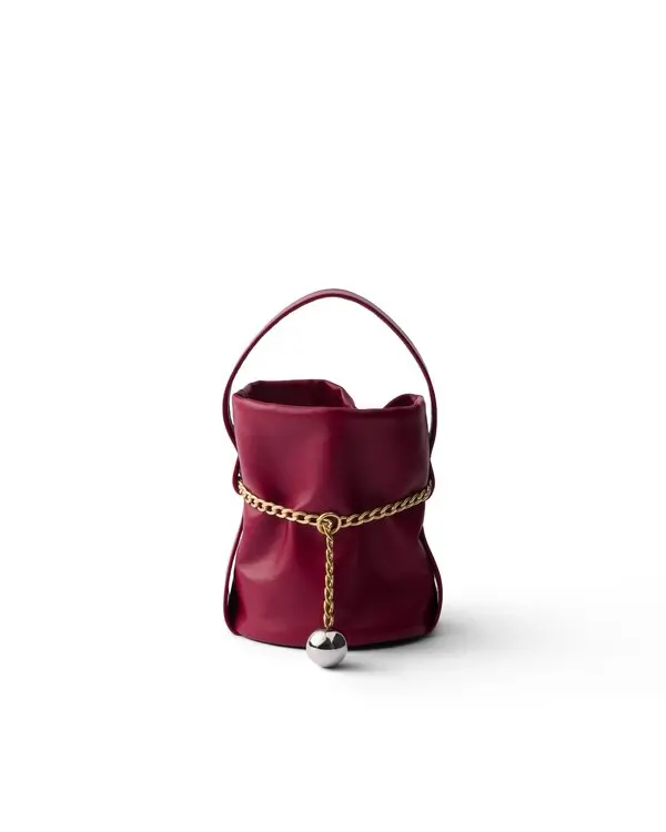 Prada Mini Nappa Leather Bucket Bag - Red