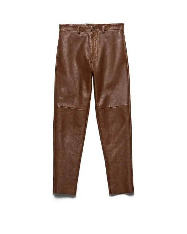 Prada Nappa Leather Pants - Brown