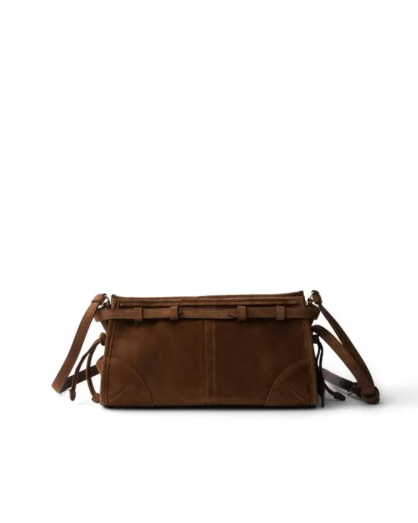 Prada Small Suede Shoulder Bag - Brown