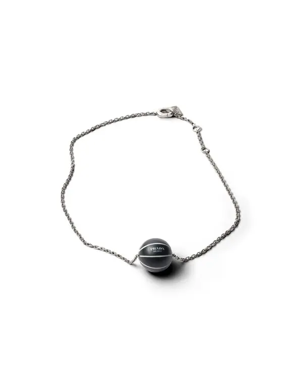 Prada Metal Basketball Pendant Necklace - Grey