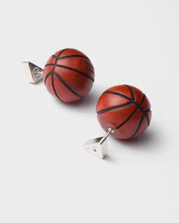 Prada Metal Basketball Earrings