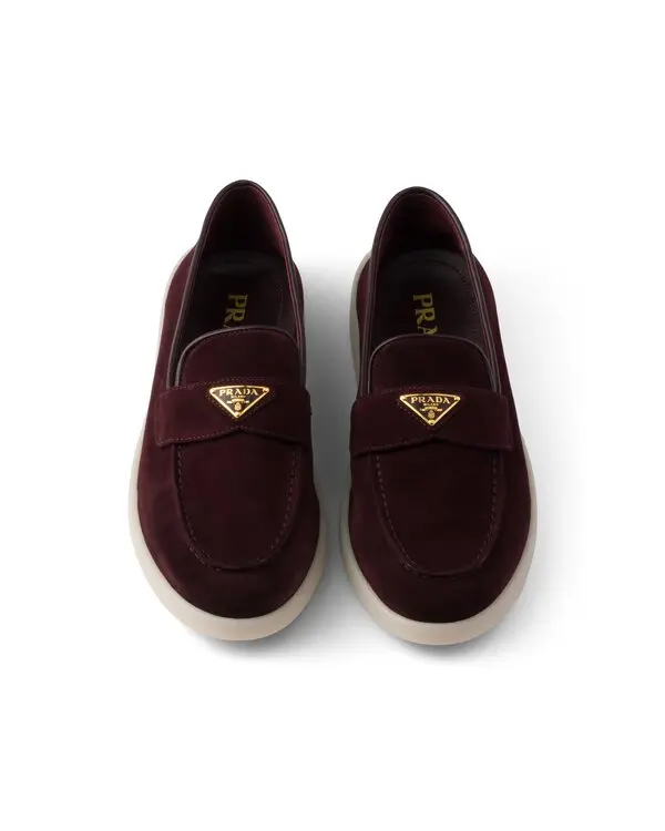 Prada Suede Leather Loafers - Red