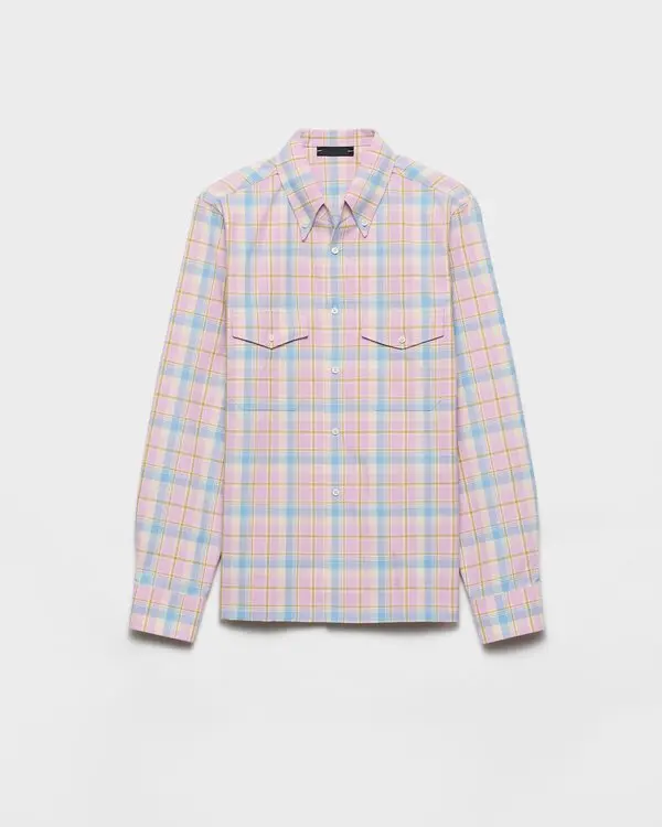 Prada Checked Cotton Button-down Shirt - Alabaster Pink