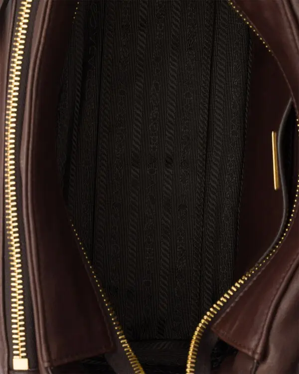 Prada Medium Nappa Leather Shoulder Bag With Flap - Sienna