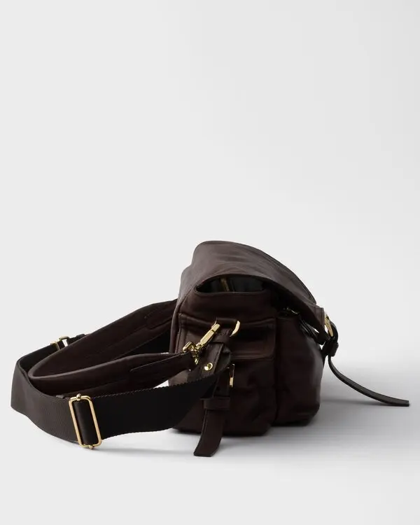 Prada Medium Nappa Leather Shoulder Bag With Flap - Sienna