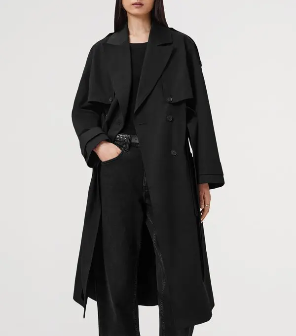 Allsaints Cadence Hybrid Trench Coat In Black 53% Off Editorialist