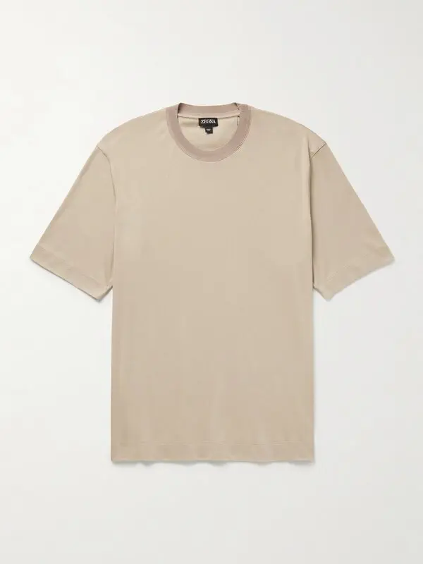 Zegna Cotton And Silk-blend Jersey T-shirt - Neutrals