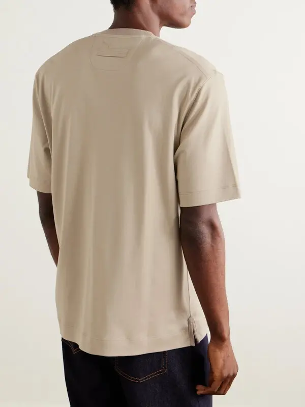 Zegna Cotton And Silk-blend Jersey T-shirt - Neutrals