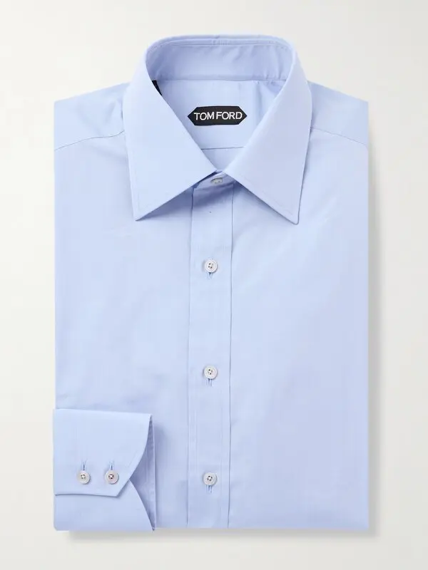 TOM FORD Slim-fit Cotton-poplin Shirt - Blue
