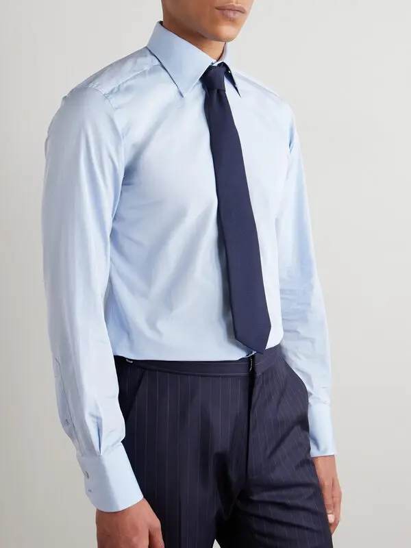 TOM FORD Slim-fit Cotton-poplin Shirt - Blue